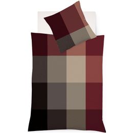 Bettwäsche Fleuresse "Lech 4386", rot (rot grau), B/L: 200cm x 220cm, 1 Stk., 2 Stk., Flanell, B/L: 80cm x 80cm & 80cm x 80cm, 3 Stk., Flanell, Obermaterial: 100% Baumwolle, Bettwäsche, Edelflanell, Baumwolle, in Gr. 135x200, 155x220, 200x200cm