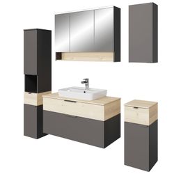Badmöbel-Set SAPHIR "Quickset 394", grau (quarzgrau matt), Kastenmöbel-Sets