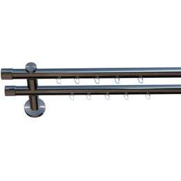Gardinenstange Indeko "Consul", silber (chrom, glanz), L:280cm Ø:20mm, Aluminium, Gardinenstangen, Innenlauf Komplett-Set inkl. Gleitern und Montagematerial