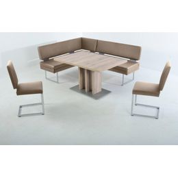 K+w Komfort & Wohnen Essgruppe K+W KOMFORT & WOHNEN, grau (smoke 86,), B:158cm H:89cm T:199cm, Sitzmöbel-Sets, langer Schenkel links oder rechts, 2 Freischwinger, 1 Funktionstisch