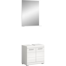 Badmöbel-Set Inosign "Siena, 2 teilig, bestehend aus: Waschbeckenunterschrank, Spiegel", weiß (weiß nb, weiß hochglanz mdf tz), B:60cm H:191cm T:34cm, Holzwerkstoff, MDF, Kastenmöbel-Sets, in verschiedenen Farben erhältlich, Badmöbel, Kombination, Badezimmer