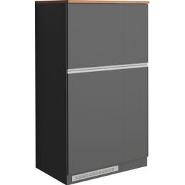Küche KOCHSTATION "KS-Sole Küchenschrank-Set", grau (küche: grau, front: anthrazit, korpus: anthrazit matt, arbeitsplatte: wotan eichefarbenfarben), B:90cm H:165cm T:60cm, Komplettküchen-Sets, Küchenzeile, Breite 90 cm,Umbau-und Apothekerschrank im Set
