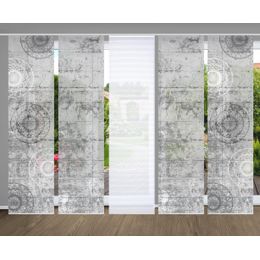 Schiebegardine HOME IN GREEN "MANDRIGA" Gr. 1, grau, B:60cm H:245cm, Polyester, Gardinen, SET DIGITALDRUCK,BAMBUSOPTIK RECYCELT