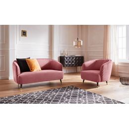 Sessel Home Affaire "Oradea Cocktailsessel", rosa (rose), B:85cm H:78cm T:87cm, Samtoptik (100% Polyester), Sessel, Lounge-Sessel Einzelsessel, mit eleganter Steppung auf Rückseite der Rückenlehne