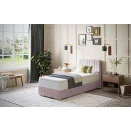 Boxbett Inosign "Thor mit Bettkasten, inkl. Matratze, Topseller", rosa (stripes 8626 flamingo), B:96cm L:208cm, Komplettbetten, Boxspringbett, Topper und Zierkissen, in verschiedenen Härtegraden verfügbar