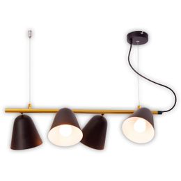Näve NÄVE Pendelleuchte "Triton", schwarz, 4, Ø 13cm H: 126cm, 1 Stk., Leuchten, 4er, Schirme außen schwarz innen weiß, Stange gold, E14. max. 40W
