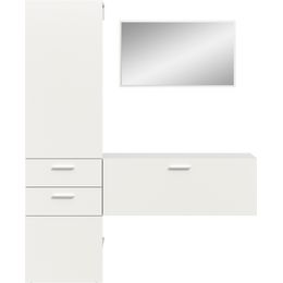 Garderoben-Set Inosign, weiß (weiß melamin), B:156cm H:190cm T:36cm, Kastenmöbel-Sets, Lumo, Garderobenset Breite 156 cm, Spiegel, 2 Schubladen, Flur, Diele