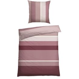 Bettwäsche Schiesser "Endy Stripes aus weicher Baumwolle mit großen und kleinen Streifen", lila (beere), B/L: 135cm x 200cm, 1 Stk., 1 Stk., Renforcé, B/L: 80cm x 80cm, 2 Stk., Renforcé, Obermaterial: 100% Baumwolle, Bettwäsche, Made in Green