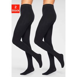 Thermostrumpfhose Lavana, Damen, Gr. M (40/42), schwarz, Obermaterial: 66% Baumwolle, 30% Polyester, 4% Elasthan, glattgestrickt, uni, elastisch, Strumpfhosen, mit angerauter Innenseite