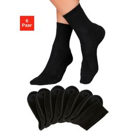 H.I.S. Socken H.I.S, Damen, Gr. 43-46, schwarz (6x schwarz), Baumwolle, Elasthan, Polyamid, uni, elastisch, Socken, mit bequemem Frottee