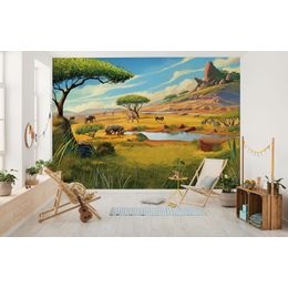 Kindertapete Komar "Disney The Lion King Savanna", grün, B:350 H:250, Vlies, Tapeten