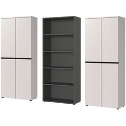 Büromöbel-Set Germania "Lemont", braun (kaschmir), B:272cm H:197cm T:40cm, Kunststoff, Metall, Spanplatte, Arbeitsmöbel-Sets, Set bestehend aus 2 Aktenschränke 4042 und 1 Aktenregal 4235