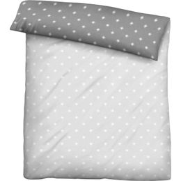 Wendebettbezug Biberna "Mix & Match in Größe 135x200 oder 155x220 cm", grau (grau, sterne), B:155cm L:200cm, Mako-Satin, Obermaterial: 100% Baumwolle, Bettbezüge, Bettbezug aus Baumwolle, gemusterte Bettwäsche mit Wendeoptik