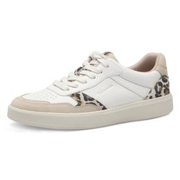 Plateausneaker Tamaris, Damen, Gr. 37, leo kombiniert, Leder, Lederimitat, Schuhe, Freizeitschuh, Halbschuh, Schnürschuh mit Kontrastbesätzen