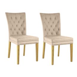 4-Fußstuhl Home Affaire "Colorado", beige (beige, eiche natur), B:46cm H:94,5cm T:59cm, Polyester, Stühle, bequeme Polsterung, Gestell Massivholz wenge oder eiche natur