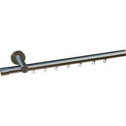 Gardinenstange Indeko "Consul", silber (edelstahlfarben), L:440cm Ø:20mm, Aluminium, Gardinenstangen, Innenlauf Komplett-Set inkl. Gleitern und Montagematerial