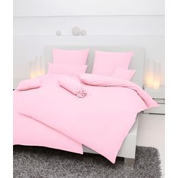 Bettwäsche Janine "PIANO 0125", rosa (hellrosa), B/L: 240cm x 220cm, 1 Stk., 2 Stk., Soft-Seersucker, B/L: 80cm x 80cm & 80cm x 80cm, 3 Stk., Soft-Seersucker, Obermaterial: 100% Baumwolle, Bettwäsche, mit Reißverschluss, 100% Baumwolle, mit toller Struktur, Premium