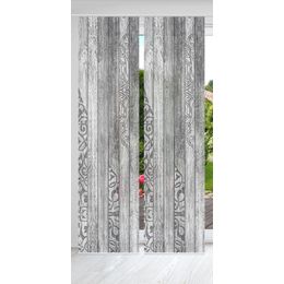 Schiebegardine HOME IN GREEN "LEGNO" Gr. 1, grau, B:60cm H:245cm, Polyester, Gardinen, SET DIGITALDRUCK,BAMBUSOPTIK RECYCELT