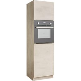 Backofen/Kühlumbauschrank BASIC BY BALCULINA "Sanibel Küchenschrank Chromix Weiß, Hochschrank BxHxT 60 x 210 x 58", beige (chromix weiß), B:60cm H:210cm T:58cm, FSC-zertifizierter Holzwerkstoff, Schränke, Backofenumbauschrank Kühlschrankumbauschrank Umbauschrank, Mit 2 Türen, Platz für Backofen und Einbaukühlschrank, Breite 60cm