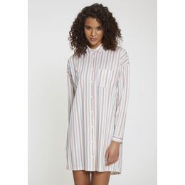 Nachthemd Vivance Dreams, Damen, Gr. 32/34, N-Gr, bunt (bunt gestreift), Single Jersey, Obermaterial: 50% Baumwolle, 50% Viskose, gestreift, loose fit, hoch geschlossener Ausschnitt, Manschette, Kleider, in Hemd-Stil