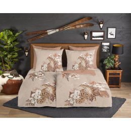 Wendebettwäsche Good Morning "Chevy", beige (sand), B/L: 155cm x 220cm, 1 Stk., 1 Stk., Biber, B/L: 80cm x 80cm, 2 Stk., Biber, Obermaterial: 100% Baumwolle, Bettwäsche, Biber Flanell, 135x200, Warm, Weich, Wendeoptik, Reißverschluss, Sand