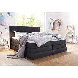Boxspringbett Collection AB "Ninoni", grau (anthrazit), B:195cm L:210cm, Komplettbetten, inkl. Bettkasten, Topper und wahlweise mit LED-Beleuchtung