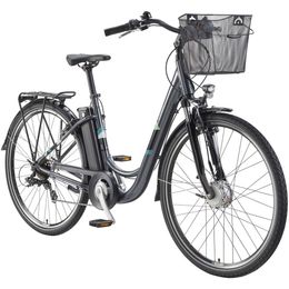 E-Bike Telefunken "Multitalent RC822" Gr. 48, grau (anthrazit, schwarz), Elektrofahrräder, 48cm, 28 Zoll (71,12cm), Elektrofahrrad, Damen Herren, 28 Zoll, 36,9 V, 531,3 Wh Akku, Pedelec