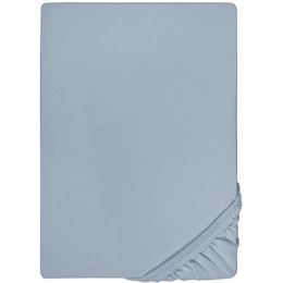 Spannbettlaken Biberna "Marc", blau (bleu), L:200cm, Jersey, Obermaterial: 100% Baumwolle, Bettlaken, aus Baumwolle, für Matratzen bis 22 cm Höhe, Bettlaken, Spannbetttuch