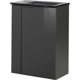 Waschtisch Fackelmann "SBC", grau (anthrazit, anthrazit matt), B:45cm H:61,5cm T:25cm, Glas, Holzwerkstoff, Waschtische, bestehend aus Becken und Unterbau, Breite ca. 45 cm