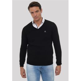 Strickpullover SIR RAYMOND TAILOR "Erky", Herren, Gr. S, schwarz, 100% Polyacryl, unifarben, Casual, normal, V-Ausschnitt, Pullover, mit klassischem V-Ausschnitt