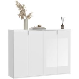 Garderoben-Set Inosign "Trondheim, Breite 122 cm, best. aus 2 Kommoden, 4 Türen, 12 Fächer", weiß (weiß nb, weiß hochglanz), B:122 H:97 T:34, Kastenmöbel-Sets, Kommode, Sideboard, Kommodenkombination, Kommoden Set