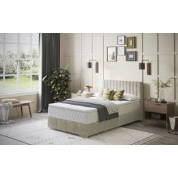 Boxbett Inosign "Thor mit Bettkasten, inkl. Matratze, Topseller", beige (aqua clean pascha 02 natur), B:126cm L:208cm, Baumwolle, Polyester, Komplettbetten, Boxspringbett, Topper und Zierkissen, in verschiedenen Härtegraden verfügbar