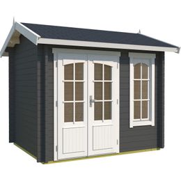 Gartenhaus Lasita Maja "Alex", grau (carbongrau), Fußboden im Gartenhaus, Massivholzdach, Holzwerkstoff, Gartenhäuser