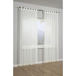 Gardine SEHLBACH "Schal Voile Uni" Gr. 1, weiß, B:140cm H:235cm, Polyester, Gardinen, mit Schlaufen