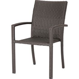 Gartenstuhl Best "Samoa", grau (anthrazit), B:57cm H:88cm T:63cm, Aluminium, Stühle, Stapelstuhl