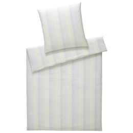 Bettwäsche Elegante "Dueodde", grün (kiwi), B/L: 135cm x 200cm, 1 Stk., 1 Stk., Seersucker, B/L: 80cm x 80cm, 2 Stk., Seersucker, Obermaterial: 100% Baumwolle, Bettwäsche, angenehmes Hautgefühl