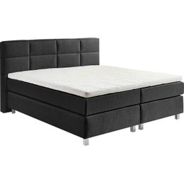Boxspringbett, grau (charcoal), B:215cm L:210cm, Bezug: 100% Polyester;Polsterung: 100% Polyester, Westfalia Schlafkomfort, Komplettbetten, Boxspringbett, wahlweise mit Kaltschaum-Topper