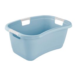Wäschewanne keeeper "janne, ergonomisch, mit Softgriffen, 65 x 45 x 28 cm, 50 l", blau (nordic blau), B:45cm H:28cm T:65cm, Polypropylen, Wäschesammler, Wäschekorb, Wanne in Nierenform