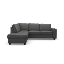 Ecksofa Home Affaire "County L-Form", grau (anthrazit), B:236cm H:81cm T:213cm, Luxus-Microfaser (100% Polyester);Struktur fein (100% Polyester);Luxus-Microfaser weich (9&szlig;% Polyester, 10% Polyamid), Sofas, Ecksofa, wahlweise Ottomane links oder rechts, mit Federkern-Polsterung
