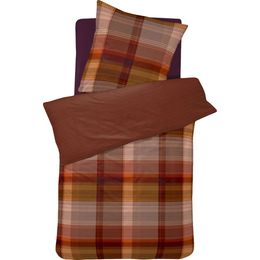 Wendebettwäsche Cinderella "Ponte", rot (rot clay), B/L: 155cm x 220cm, 1 Stk., 1 Stk., Renforcé, B/L: 80cm x 80cm, 2 Stk., Renforcé, Obermaterial: 100% Baumwolle, Bettwäsche, mit Karomuster