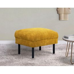 Hocker Home Affaire "Lillibeth Polsterhocker, Sitzhocker, Maße B/T/H: 64/50/48 cm", gelb (safran), B:64cm H:48cm T:50cm, 100% Polyester, Hocker, Fußhocker, passend zur Serie "Lillibeth", auch in Cord und Samtoptik