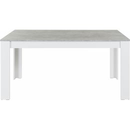 Esstisch HOMEXPERTS "Zabona", weiß (weiß, beton, optik, weiß), B:160cm H:75cm T:90cm, Tische, Esstisch, Breite 160 cm