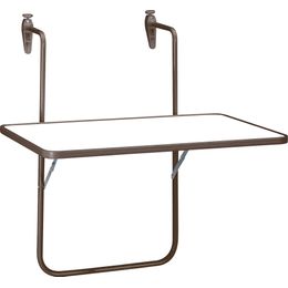 Balkonhängetisch Best "Boy", braun (braun, weiß), B:60cm H:5cm T:40cm, Stahl/Laminierte Tischplatte, Tische, 60x40 cm