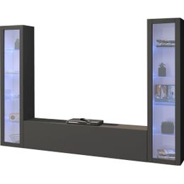 Wohnwand Inosign "Maruska", grau (anthrazit, anthrazit), B:260cm H:180cm T:30cm, Spanplatte, Kastenmöbel-Sets