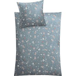 Bettwäsche Kleine Wolke "Florina", blau (hellblau), B/L: 155cm x 220cm, 1 Stk., 1 Stk., Mako-Satin, B/L: 80cm x 80cm, 2 Stk., Mako-Satin, Obermaterial: 100% Baumwolle, Bettwäsche, mit floralem Dessin