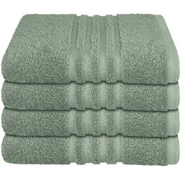 Handtücher Schiesser "Milano aus 100% Baumwolle mit eleganter Bordüre in Hoch-Tief-Optik", grün (hellgrün), B:50cm L:100cm, Frottier, Frottier, Handtücher, Made in Green