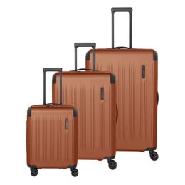 Trolleyset Travelite "DYNAMIIC S+/M/L, verschiedene Farben", rosa (kupfer), ABS, unifarben mit Farbeinsätzen, Koffer-Sets, Hartschalen-Koffer ABS Volumenerweiterung