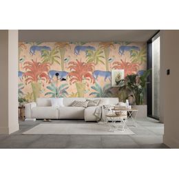 Fototapete Komar "Digitaldruck Vlies - Safari Pattern - Größe 300 x 250 cm", bunt, Rollen:, Vlies, Tapeten, Wohnzimmer, Schlafzimmer