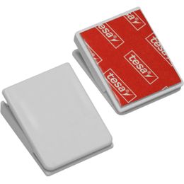 Dekoklammer Gardinia "Klebeklammer", wei&szlig;, 2 Stk., Kunststoff, Gardinenbefestigungen, mit Qualit&auml;ts-Klebe-Pads
