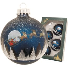 Weihnachtsbaumkugel KREBS GLAS LAUSCHA "Spirit of Christmas, 7 cm", blau (dunkelblau), Ø:7cm, Glas, Weihnachtsbaumkugeln, Weihnachtsdeko, Christbaumschmuck, Christbaumkugeln aus Glas
